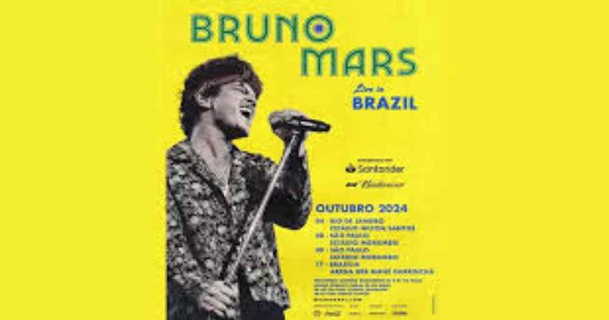 Bruno Mars anuncia quatro shows no Brasil, passando pelo Estádio Nilton ...